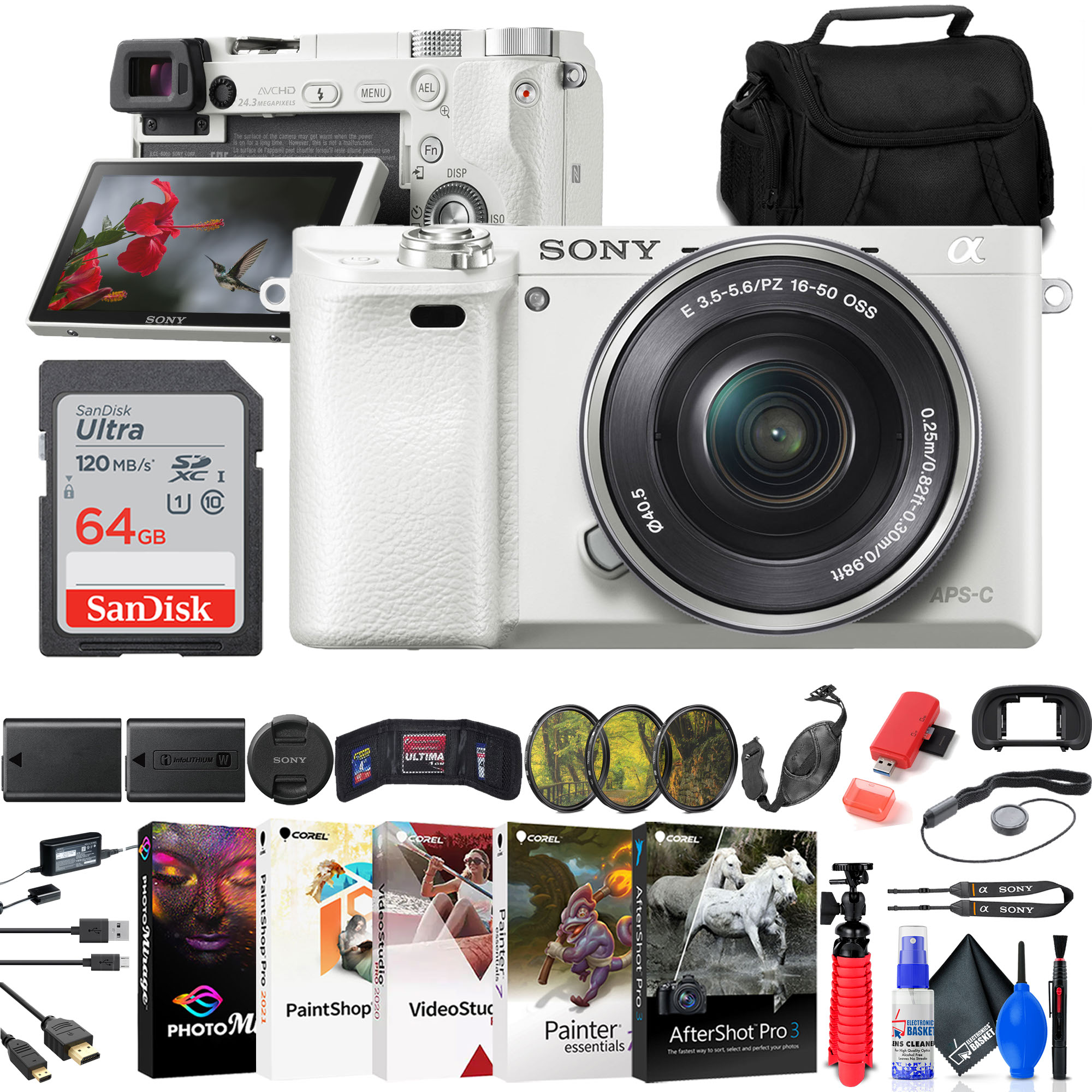 Sony a6000 Mirrorless Camera w/ 16-50mm Lens + Filters + 64GB Card